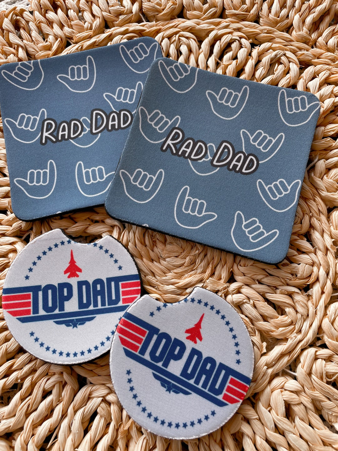 Father's Day Beer Coasters Rad Dad Drink Coaster Top Dad Car Coaster ...