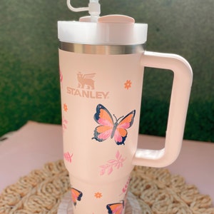 Pink Butterfly Stanley Tumbler 30 Oz | Butterfly Tumbler | Gray ...
