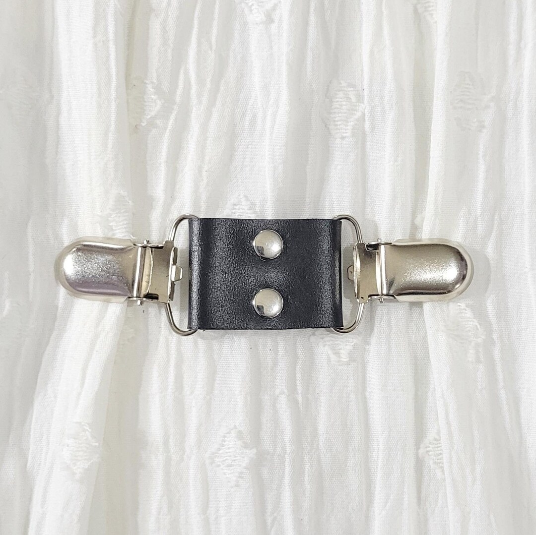 Black Leather Midi Cinch Clip, Dress Clip, Jacket Clip, Shirt Clip ...