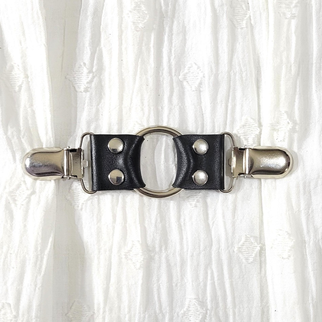 Black Leather Cinch Clip W/ Small Silver Tone Oring. Shirt Clip, Dress ...