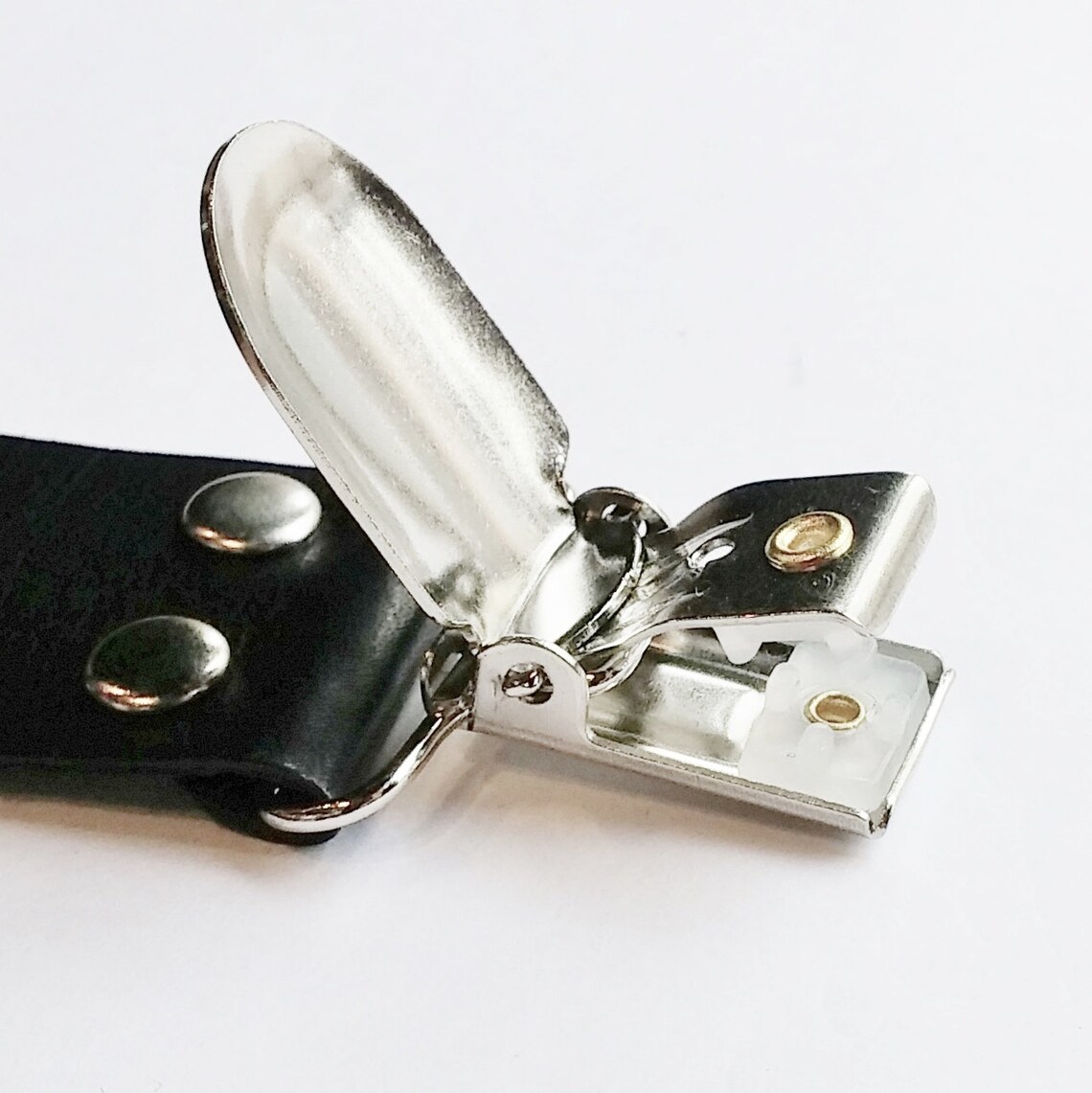 Black Patent Leather Cinch Clip W/ Silver Tone Medium Oring. Shirt Clip ...