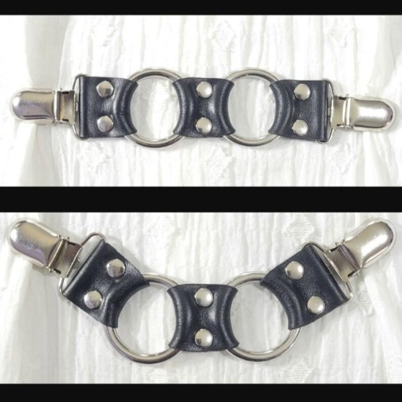 Black Leather Cinch Clip With Silver Tone Clips & 2 Small O-rings ...