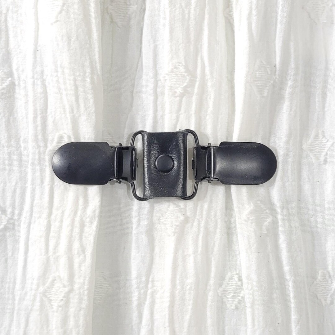 Black Leather Mini Cinch Clip W/ Matte Black Clips. Dress Clip, Jacket ...