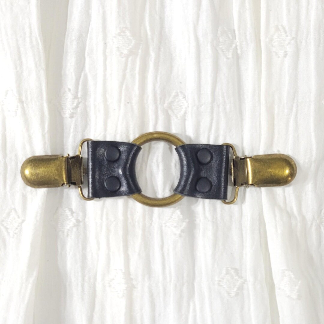 Black Leather Cinch Clip W/ Small Bronze Tone Oring. Shirt Clip, Dress ...