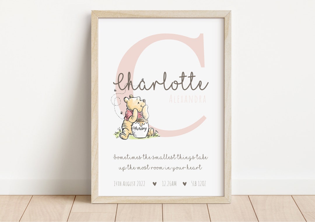 Winnie the Pooh Birth Detail Print Winnie the Pooh Personalised Print ...
