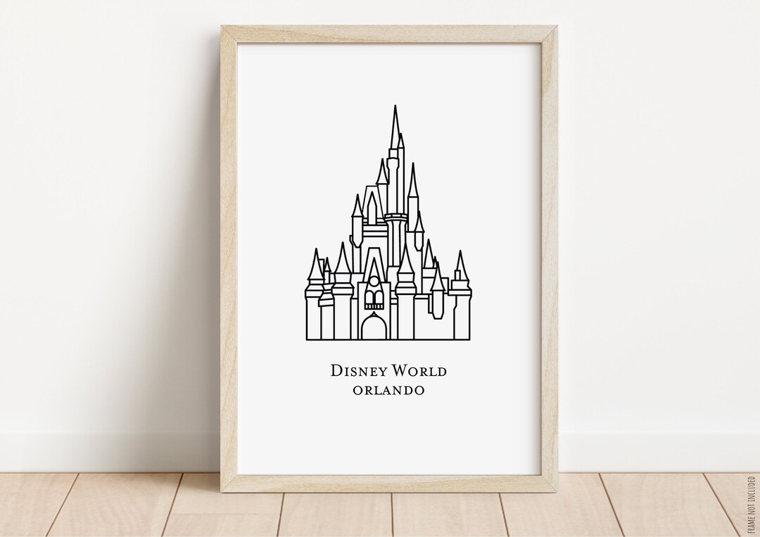 Disney Inspired Castle Line Art Home Print | Castle Line Art | Disney ...