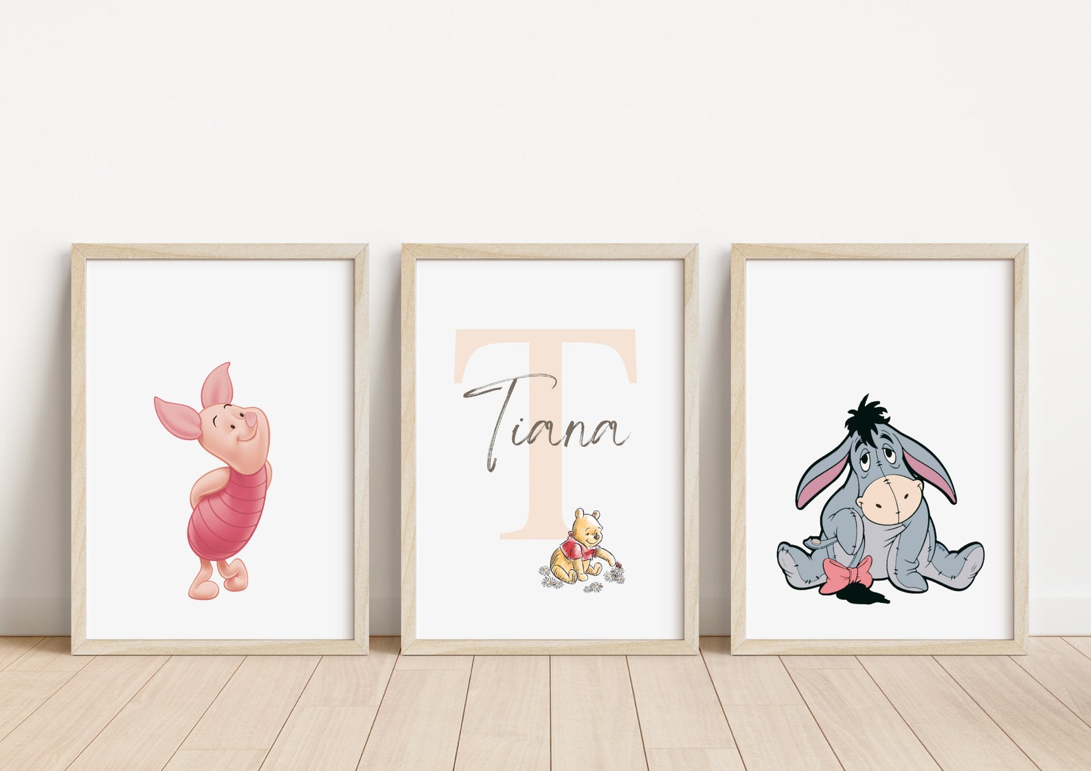 Set of 3 Winnie the Pooh Personalised Name Print Winnie the - Etsy