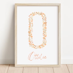 Floral Initial Personalised Name Print | New Baby Girl Gift | Flower ...
