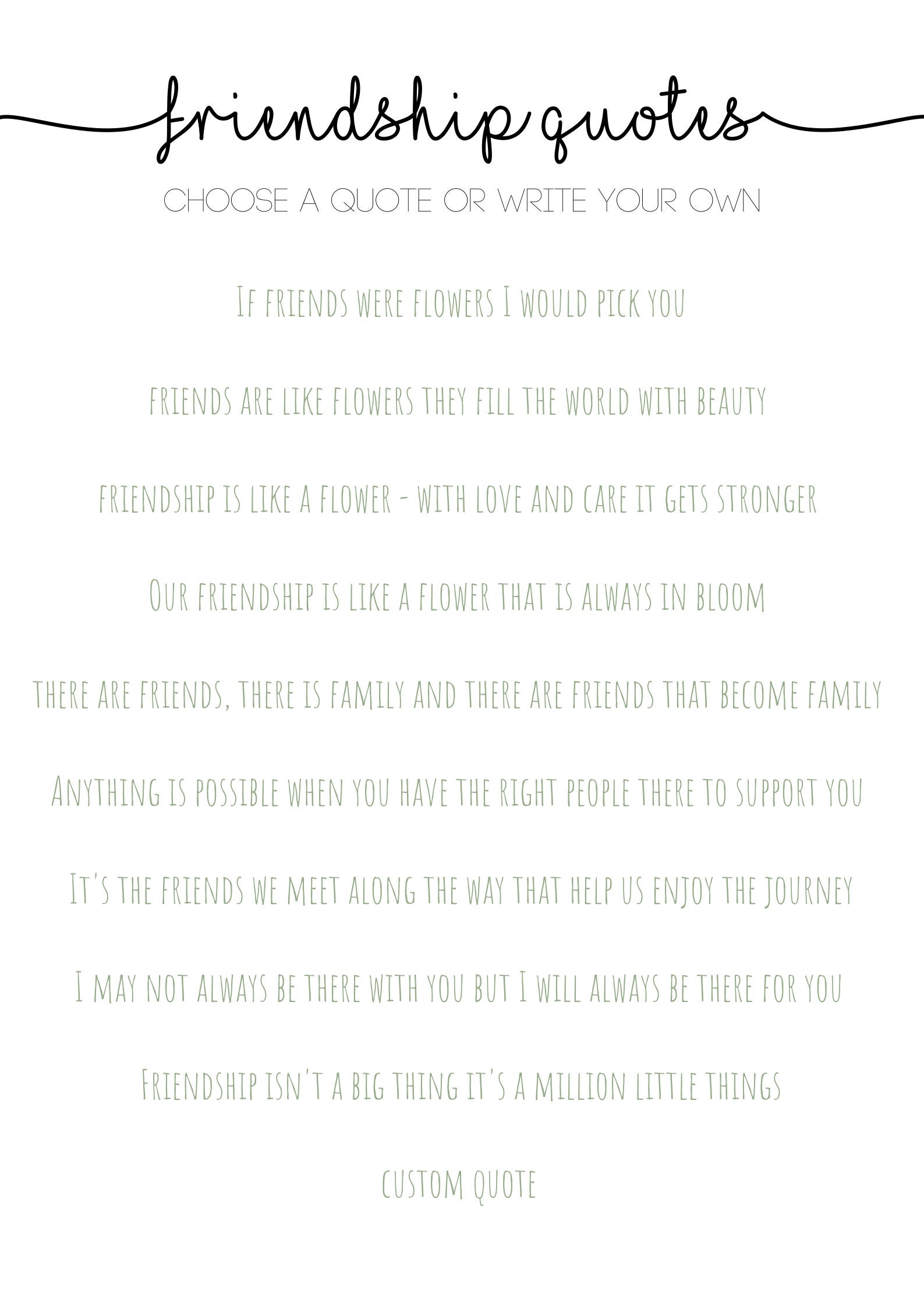 Personalised Friendship Print Personalised Flower Print - Etsy