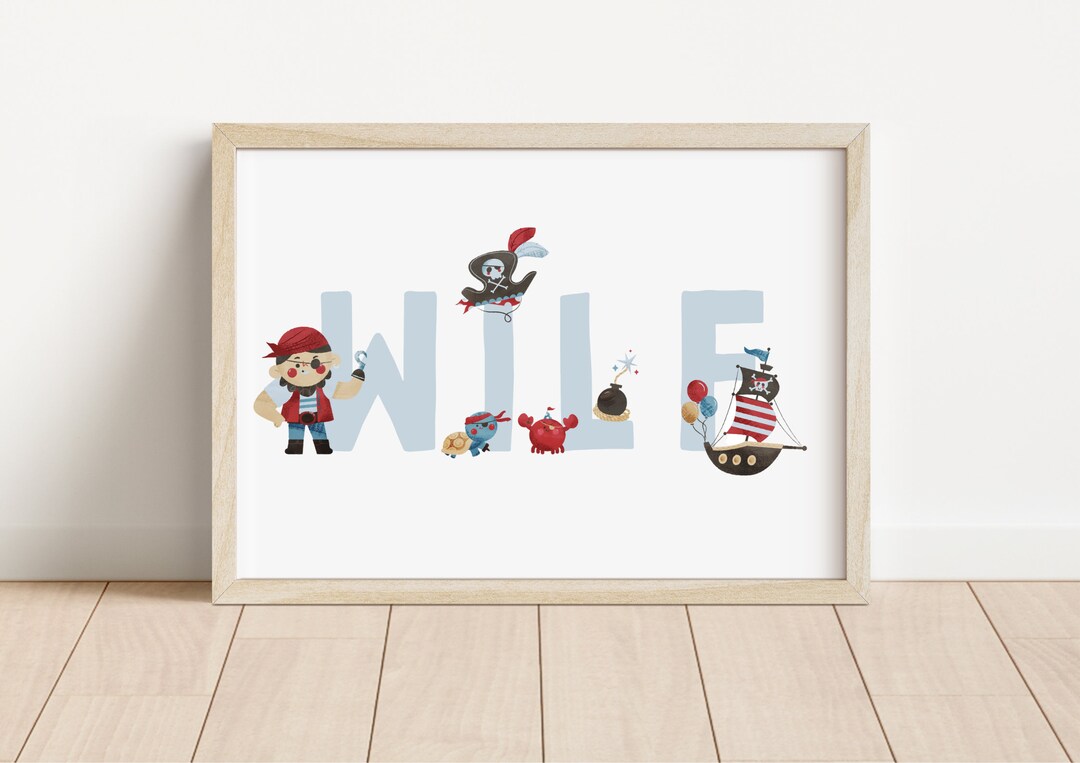 Pirate Personalised Name Print | Pirate Birthday Party | Birthday Gift ...