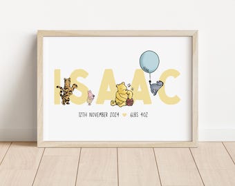 Winnie the Pooh Personalised Name Print | Winnie the Pooh Nursery Print ...