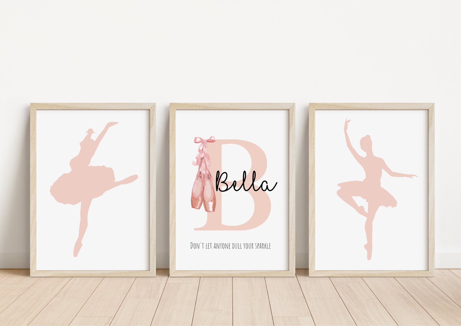 Set of 3 Ballet Personalised Name Print | Ballerina Personalised Name ...