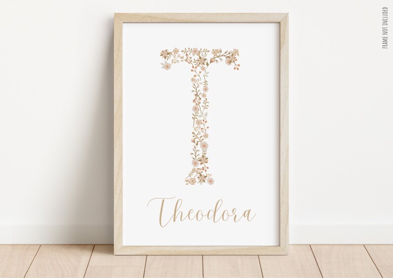 Floral Initial Personalised Name Print | New Baby Girl Gift | Flower ...