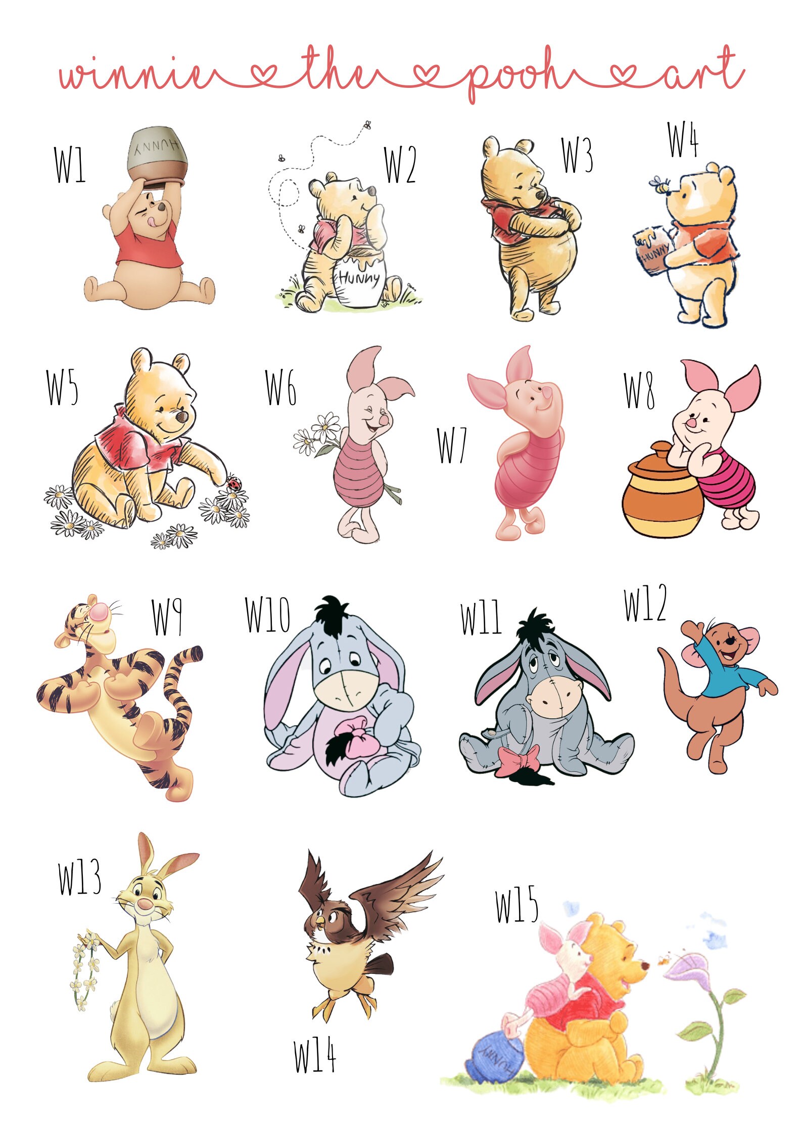 Set of 3 Winnie the Pooh Personalised Name Print Winnie the - Etsy