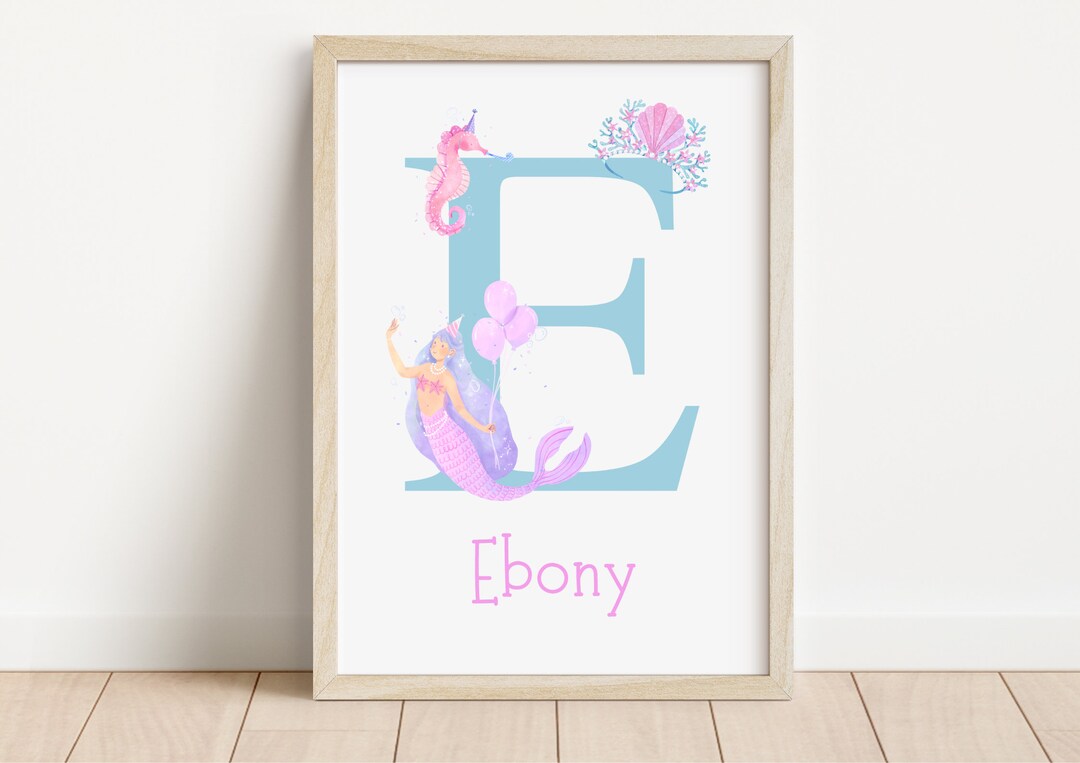 Mermaid Personalised Name Print | Mermaid Ocean Room Decor Artwork ...
