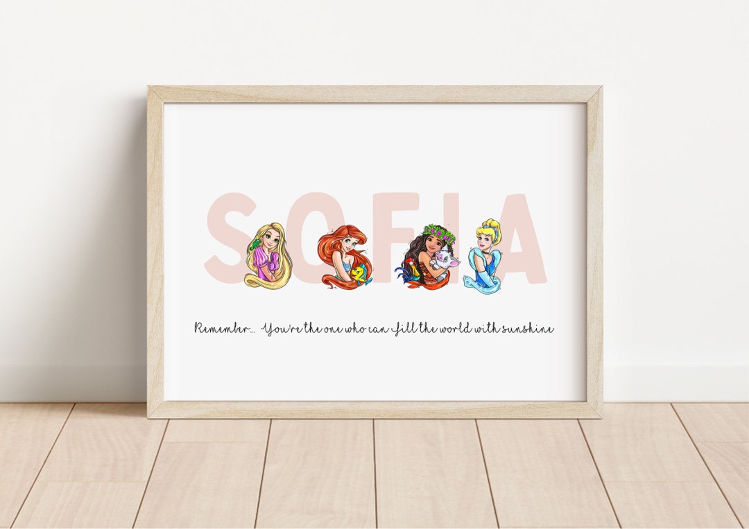 Disney Princess Inspired Personalised Name Prints Disney Princess Head ...