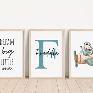 Set of 3 Aircraft Personalised Name Print | Vintage Aircraft Decor ...