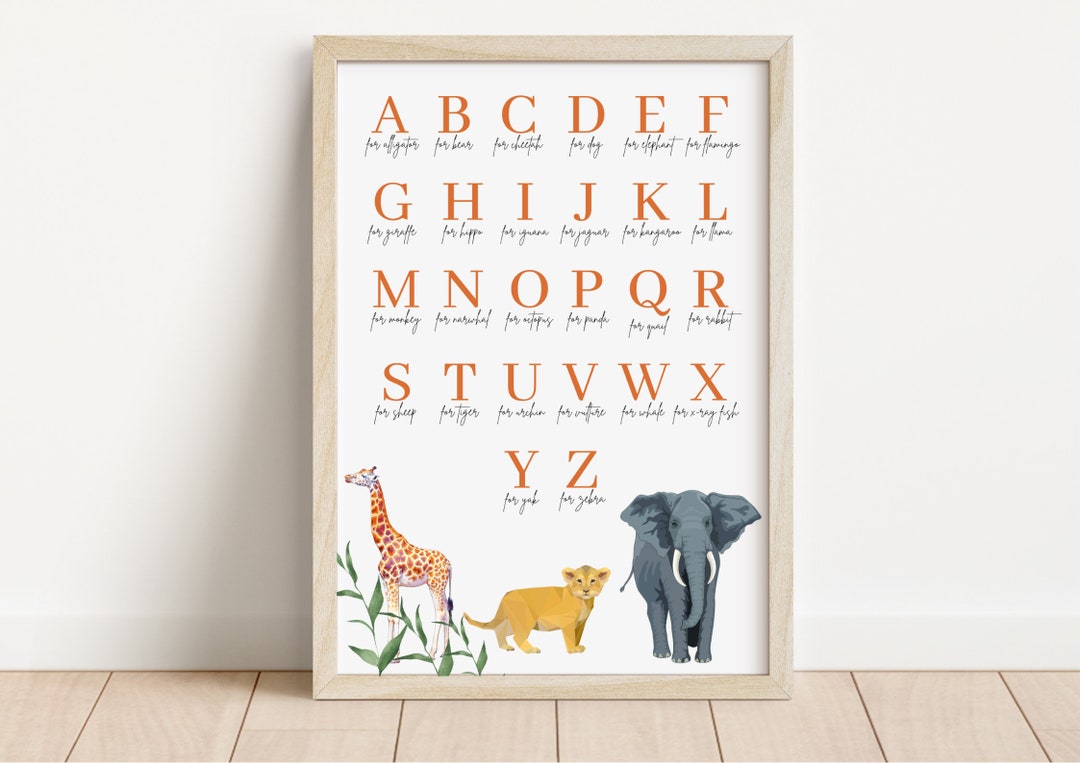 Animal Alphabet Print Safari Alphabet Poster Safari Nursery Decor ...