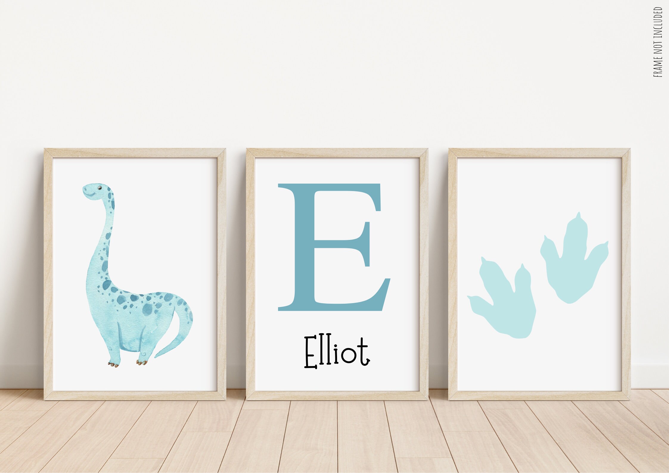 Set of 3 Dinosaur Personalised Name Print | Dinosaur Wall Art ...