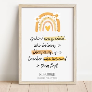 Teacher Rainbow Quote Print | Teacher Thank You Greeting Card | Teacher ...