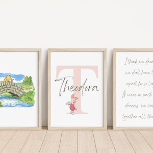 Set of 3 Winnie the Pooh Personalised Name Print Winnie the - Etsy UK