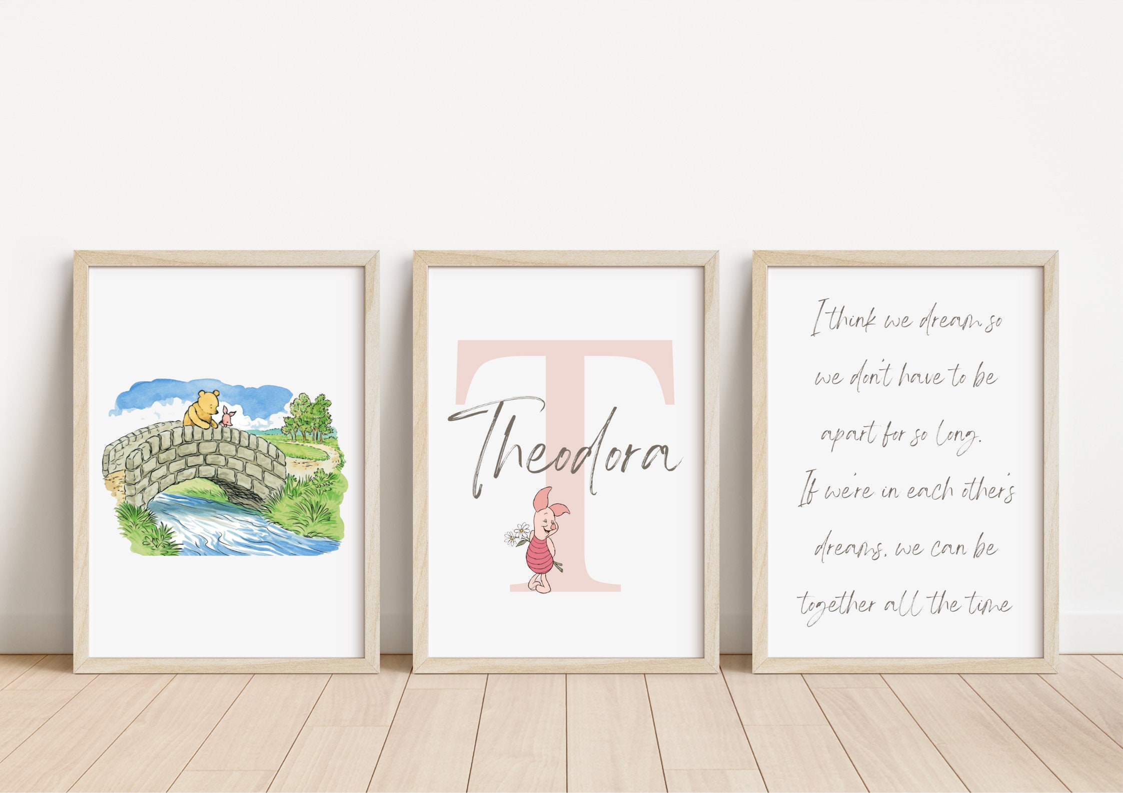 Set of 3 Winnie the Pooh Personalised Name Print Winnie the - Etsy UK