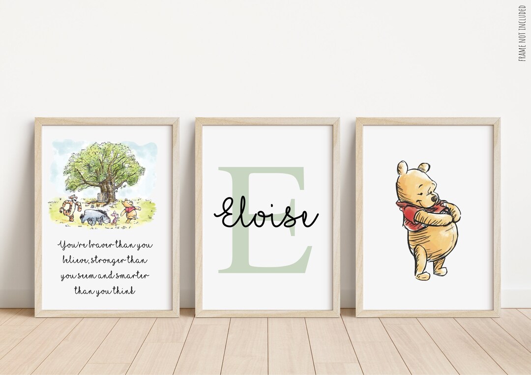 Set of 3 Winnie the Pooh Personalised Name Print | Winnie the Pooh ...