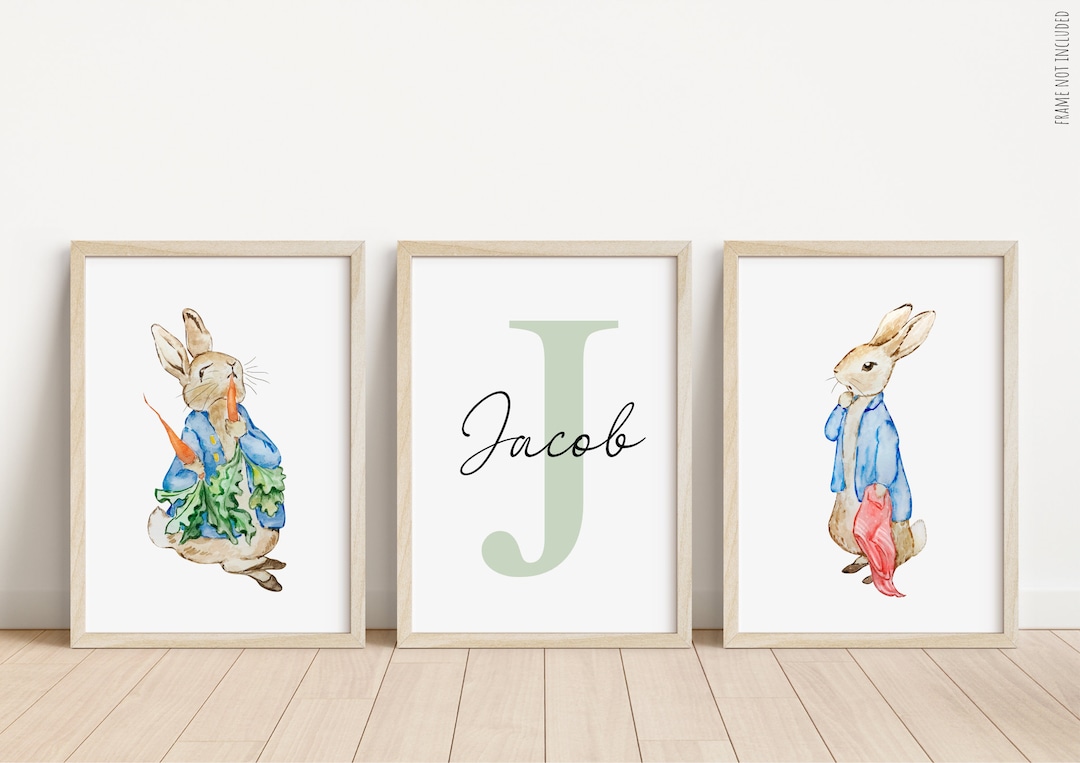 Set of 3 Peter Rabbit Personalised Name Print | Peter Rabbit Nursery ...