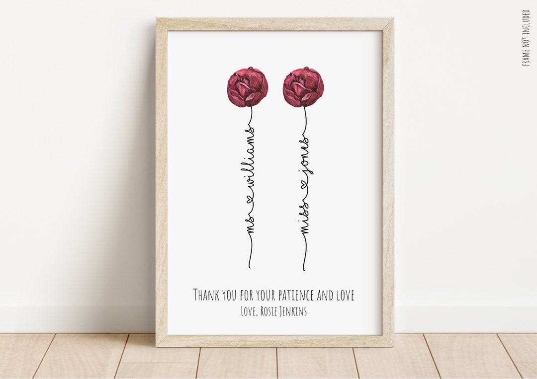 Personalised Teacher Thank You Print | Teacher Gift | End of School Year Gift | School Nursery ...