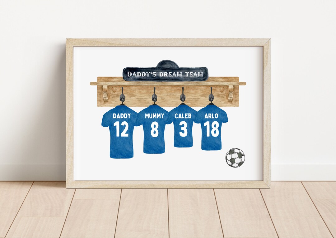 Daddy's Dream Team Personalised Football Shirt Print | Fathers Day Gift ...