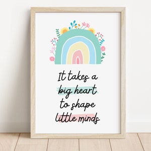 Teacher Rainbow Quote Print | Teacher Thank You Greeting Card | Teacher ...