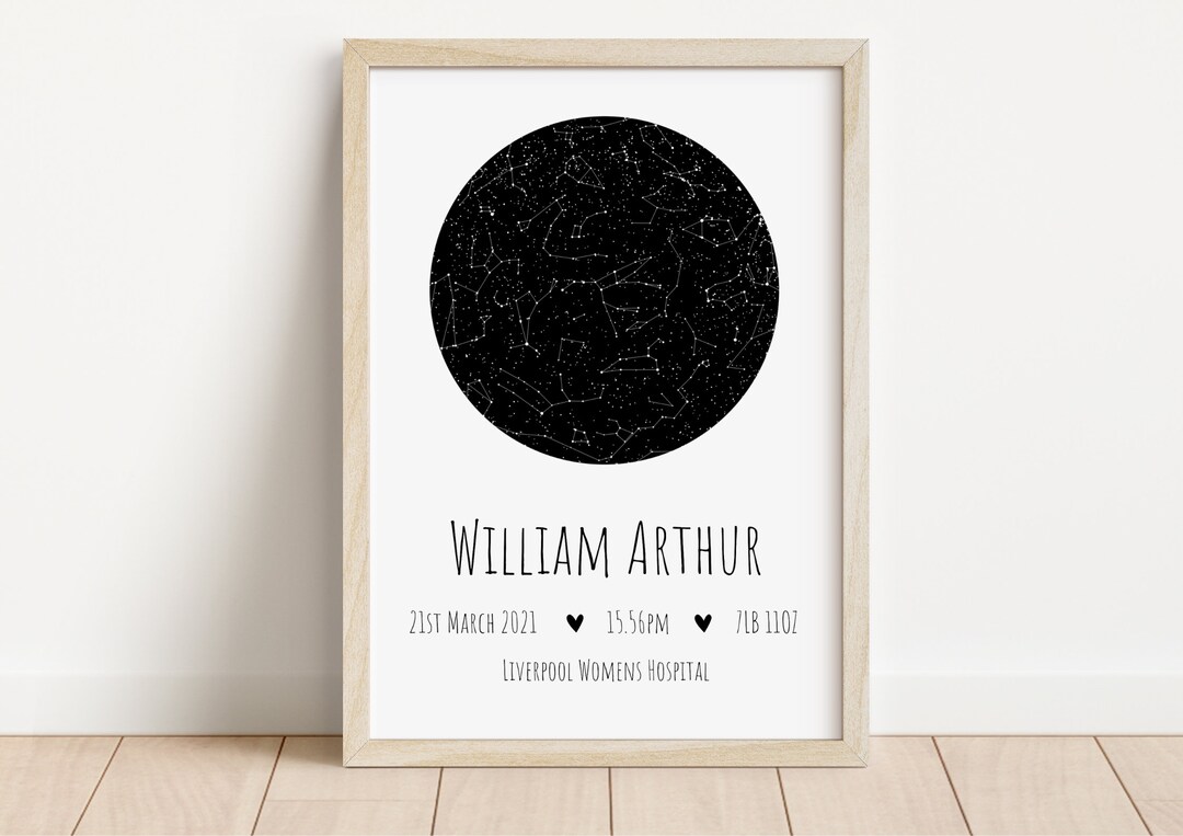 Personalised Star Map Birth Print | the Day You Were Born Print ...