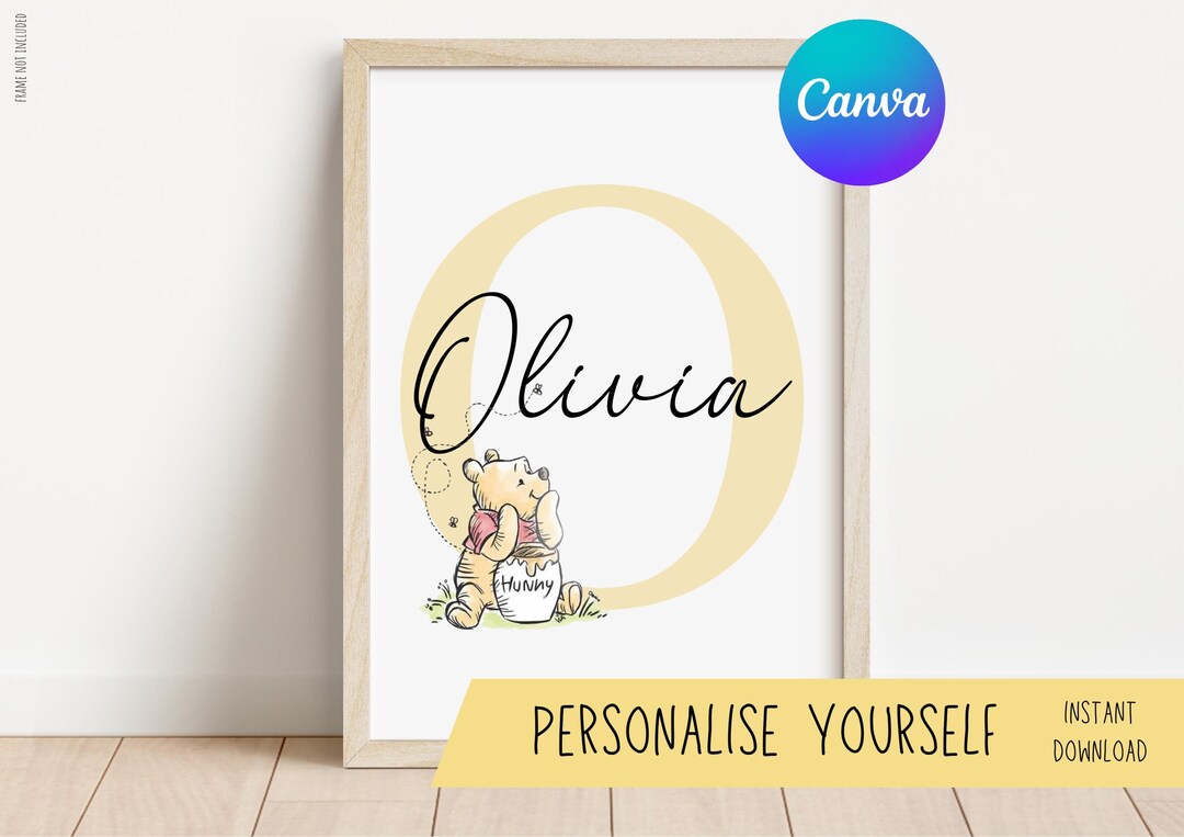Winnie the Pooh Personalised Name Print Winnie the Pooh Nursery New ...