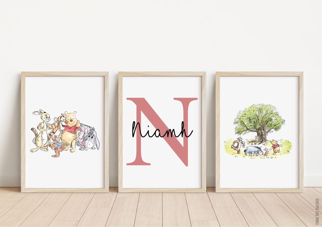 Set of 3 Winnie the Pooh Personalised Name Print | Winnie the Pooh ...