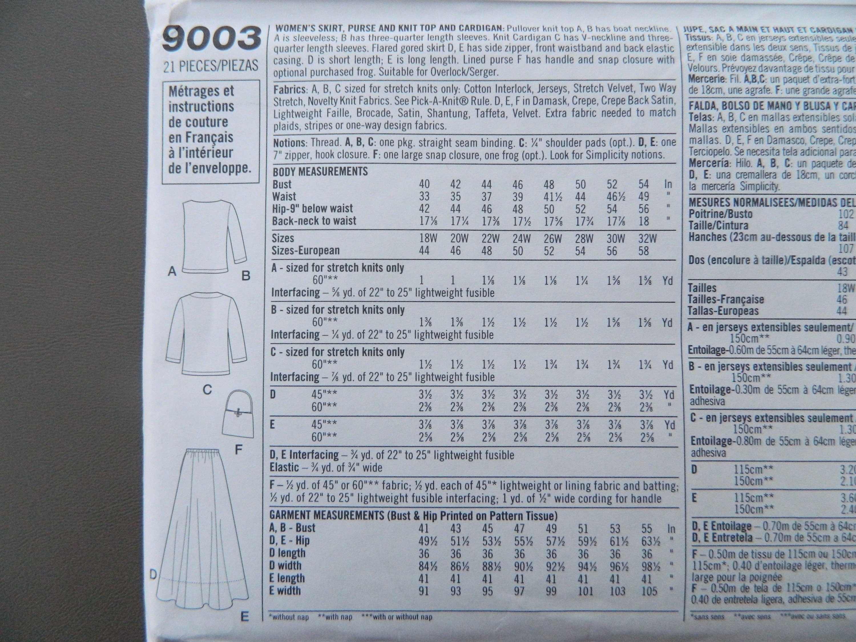 Skirt, Top & Cardigan Flared Gored Skirt Pullover Knit Top 3/4 Sleeve ...