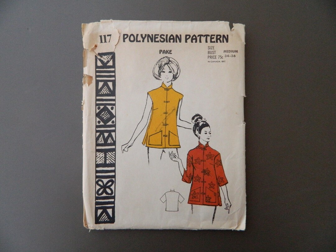 Asian Pake Top Polynesian Pattern Sewing Pattern 117 Bust 34 36 - Etsy