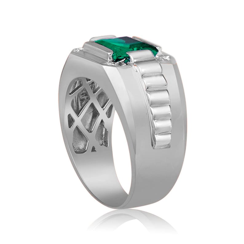 Green Gemstone Ring Men's Emerald Ring Sterling Silver - Etsy