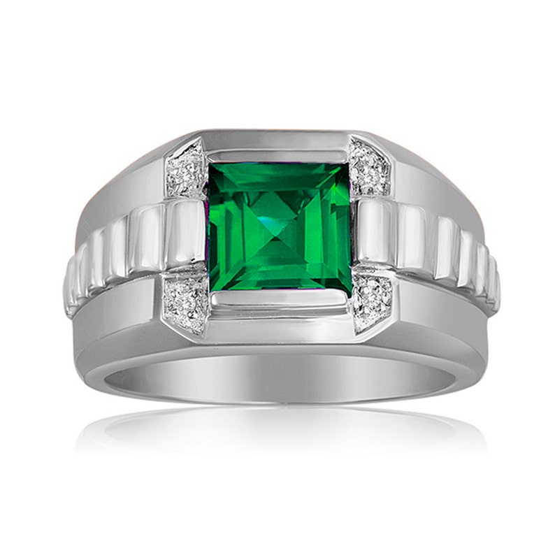 Green Gemstone Ring Men's Emerald Ring Sterling Silver - Etsy