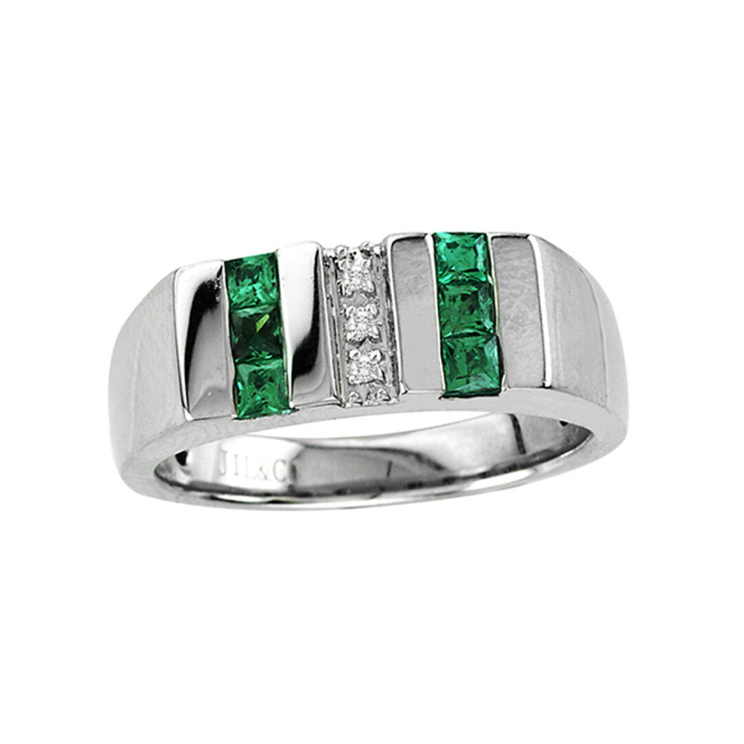 Silver Emerald Ring With Genuine Diamonds in Sterling Silver - Etsy