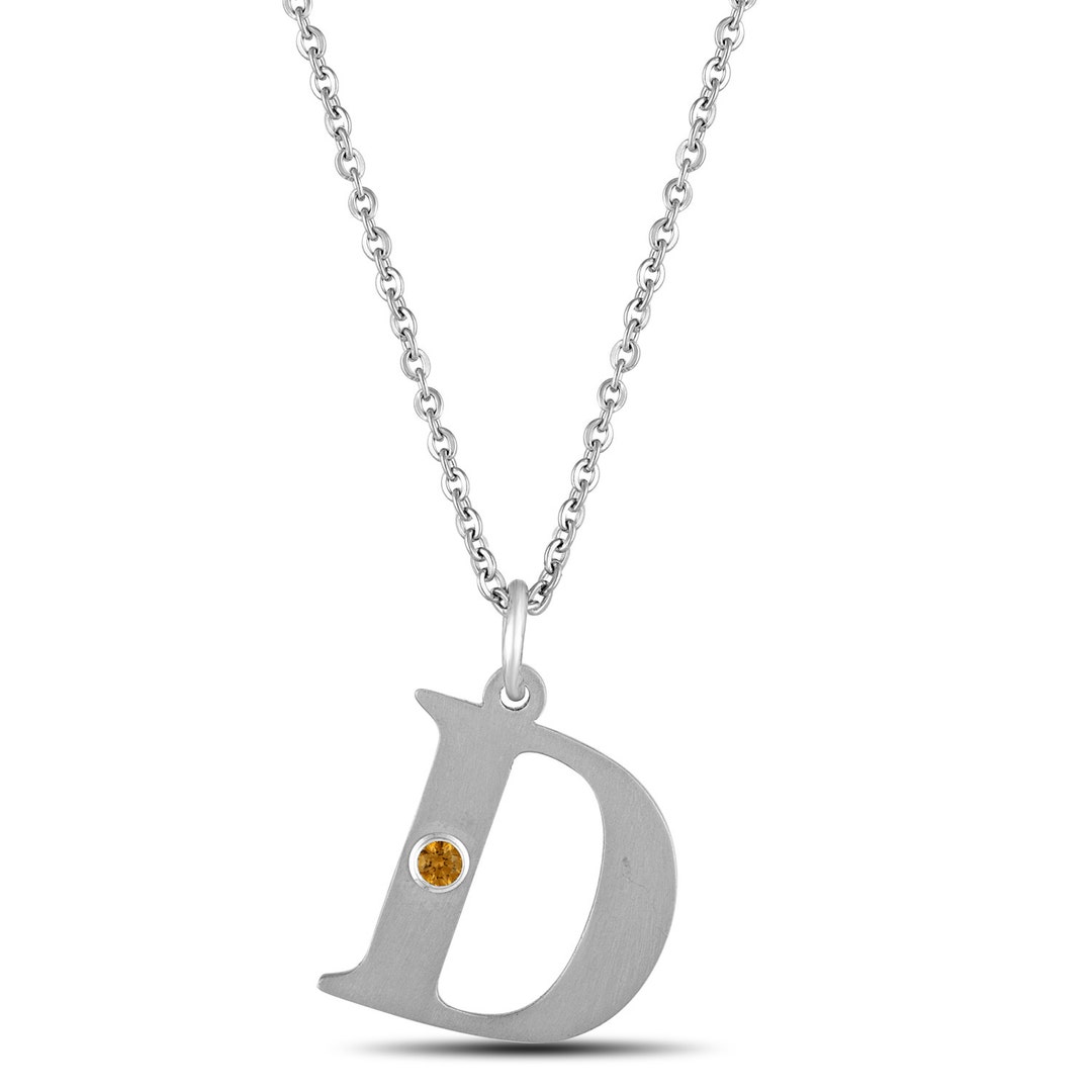 Initial D Pendant With Personalized Birthstone in Stainless - Etsy