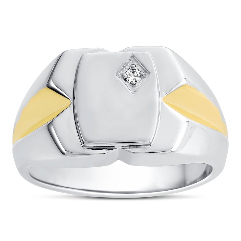 Silver Signet Ring Two Tone Signet Ring Sterling Silver - Etsy