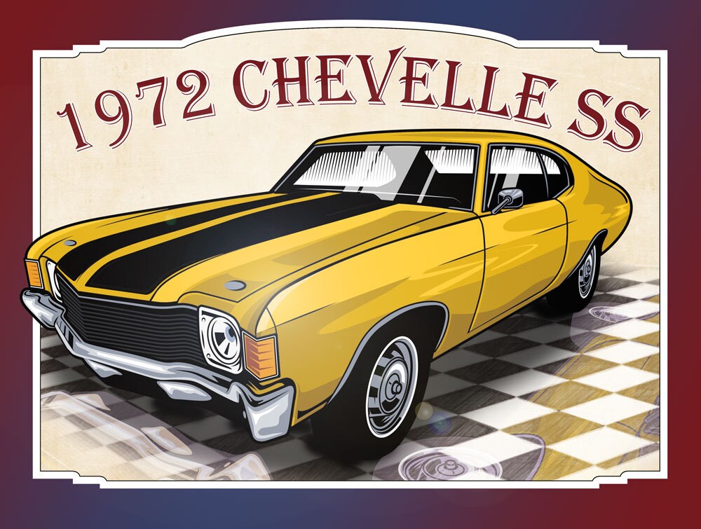 9 X 12 Inch 1972 Chevelle SS Customizable Garage Personalized Metal ...