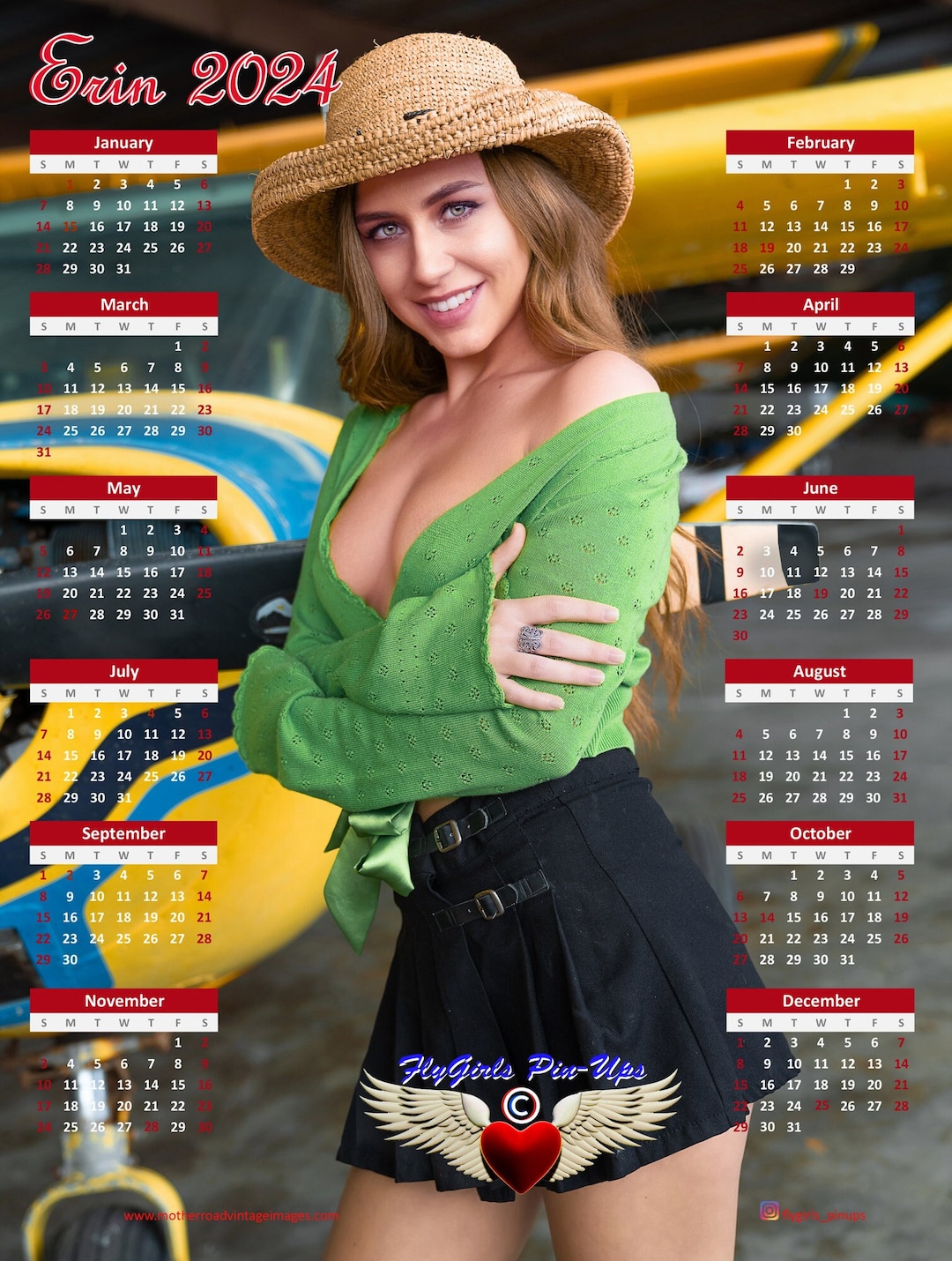 Fly Girls Pin Ups Erin Irish Eyes 2024 Metal Calendar - Etsy