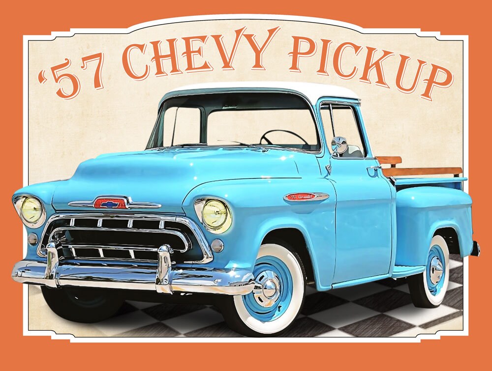 9 X 12 Inch 1957 Chevrolet Pickup Customizable Garage Personalized ...