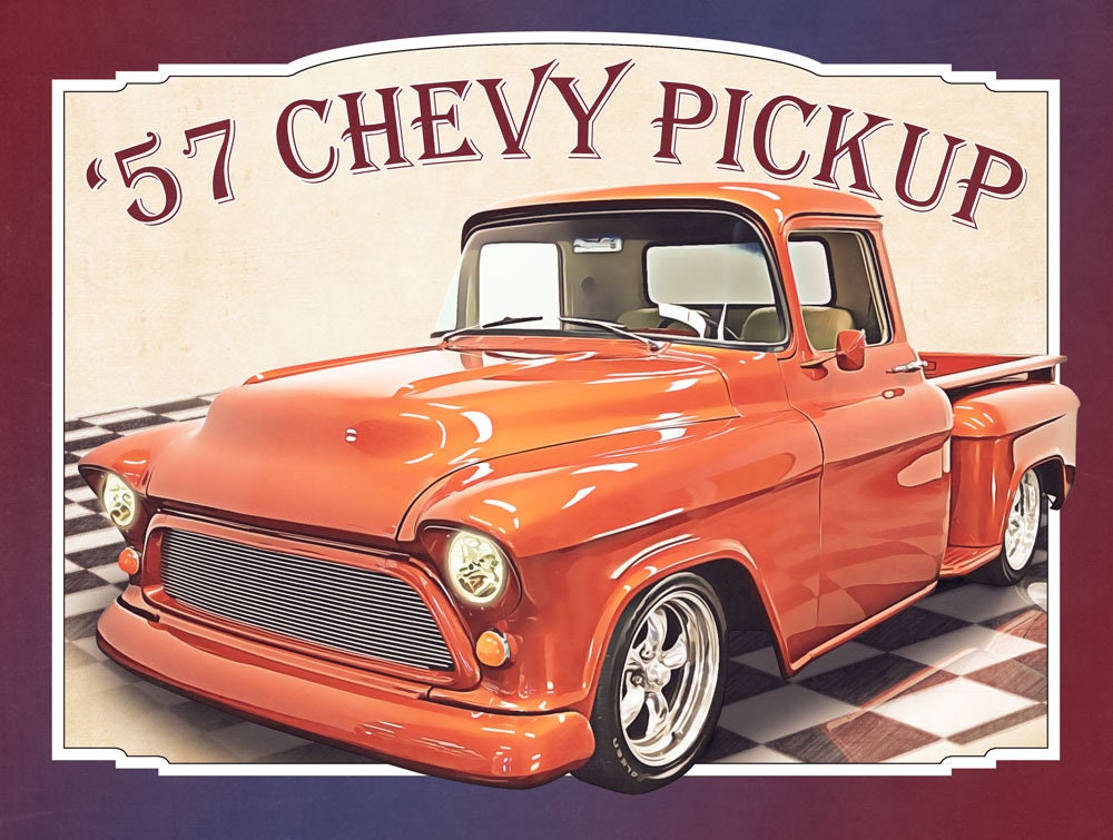 9 X 12 Inch 1957 Chevrolet Pickup Customizable Garage Personalized ...