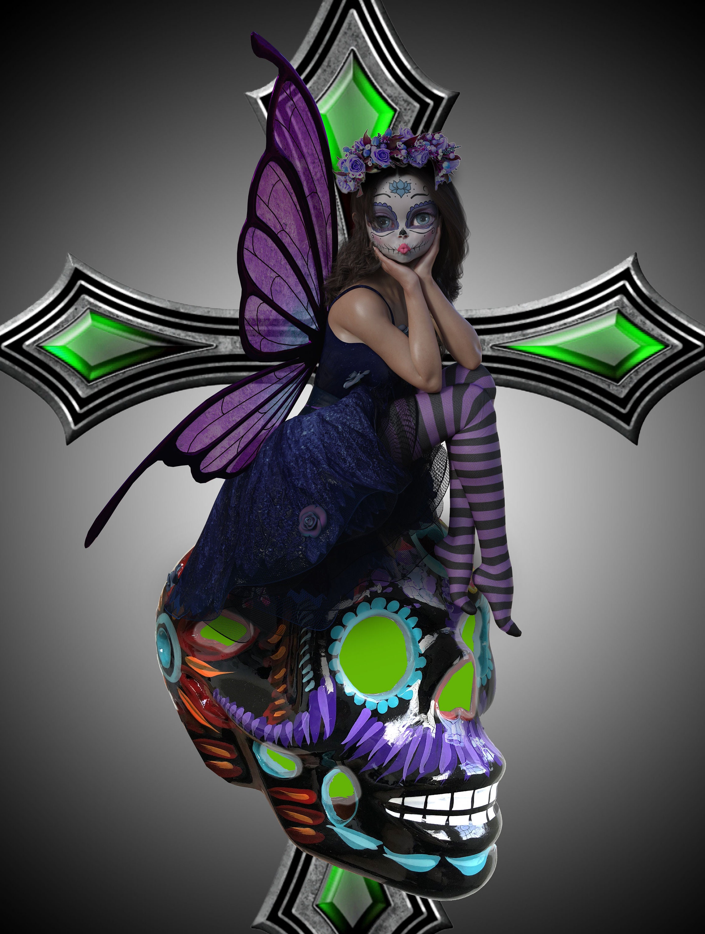 9 X 12 Inch Day of the Dead Fairy on Skull Metal Sign - Etsy