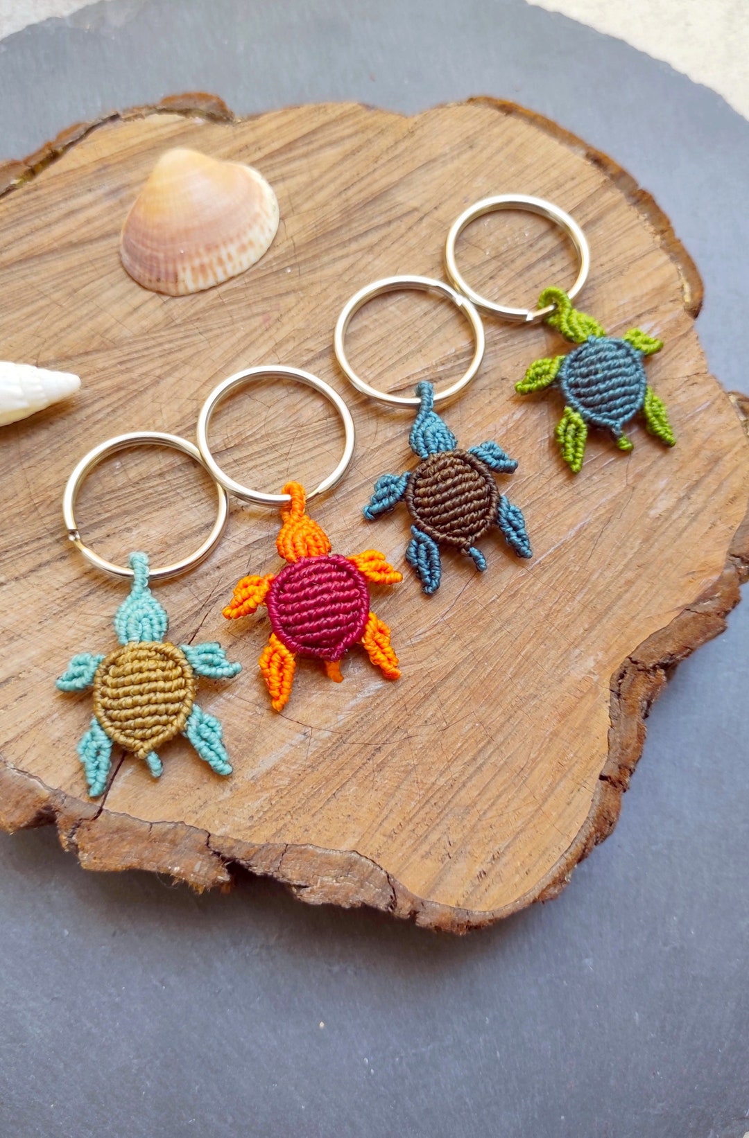 Turtle Macrame Key Ring, Surfer Pendant Cute Gift, Sea Turtles Animal ...