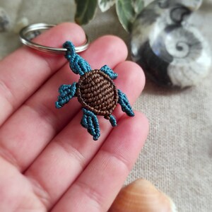 Turtle Macrame Key Ring, Surfer Pendant Cute Gift, Sea Turtles Animal ...