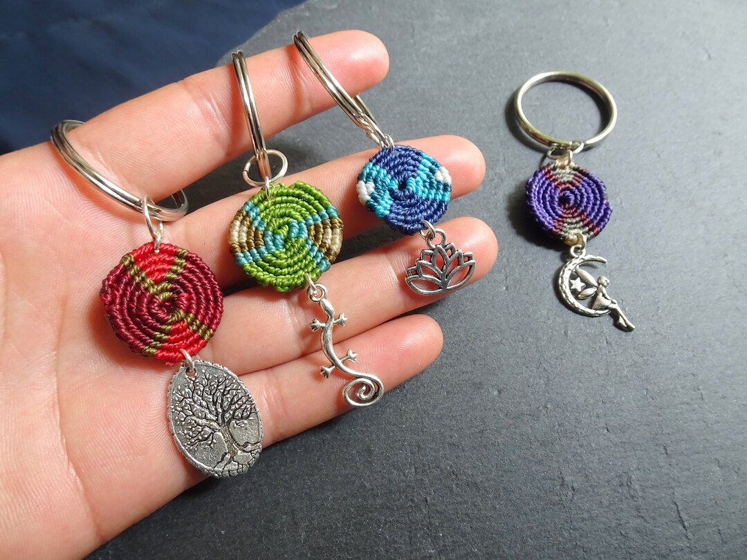 Cute Couple Keychain Grigris Macrame Fun Colorful Animal Spirals - Etsy