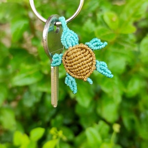 Turtle Macrame Key Ring, Surfer Pendant Cute Gift, Sea Turtles Animal ...
